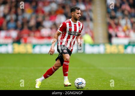 Sheffield, UK. 25th Sep, 2021. George Baldock #2 of Sheffield United in ...