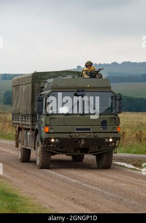 British army MAN SV 4x4 utility support vehicle in action on a military ...