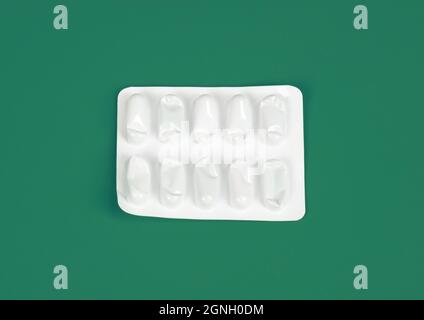 empty pill packets. top view isolated empty white medicine package on ...