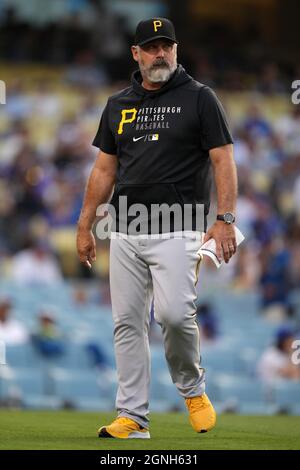 Pittsburgh Pirates manager Derek Shelton roams the field during the ...