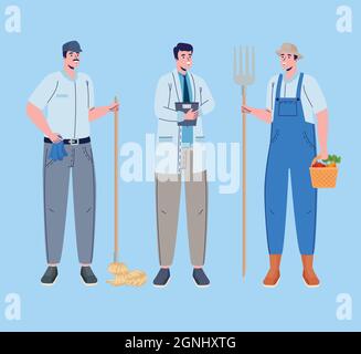 three professions workers characters Stock Vector Image & Art - Alamy