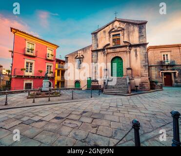 Amazing cityscape of Novara di Sicilia town. Aerial view of Novara di ...