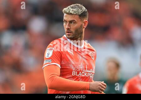 Gary Madine #14 of Blackpool during the Sky Bet Championship match ...