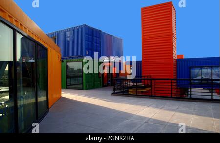 Box Park in Qatar - Container shops Qatar Stock Photo - Alamy