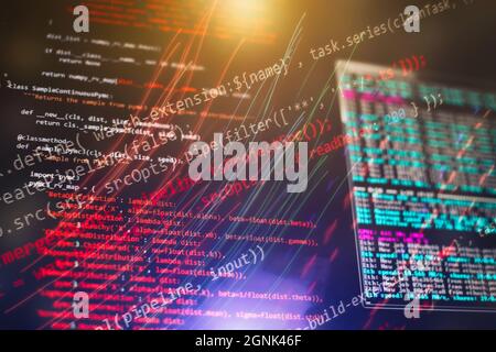 CSS, JavaScript and HTML usage. Monitor closeup of function source code ...