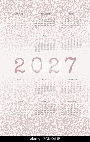 2027 year calendar. The week starts on Sunday. Desk planner template ...