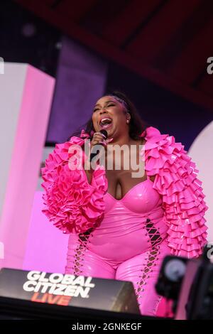 Lizzo performs at Global Citizen Live in Central Park on Saturday, Sept ...