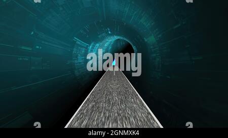 Driving through the hi tech tunnel Stock Photo - Alamy