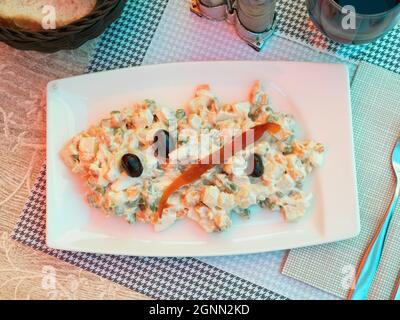 boiled eggs with vegetables in black bowl Stock Photo - Alamy