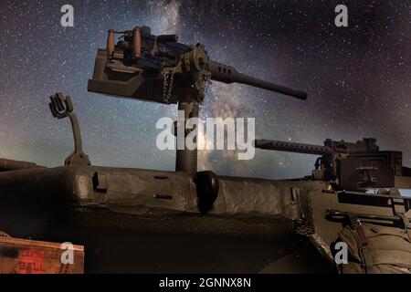 American 50 calibre Browning heavy machine gun on tank turret mount ...