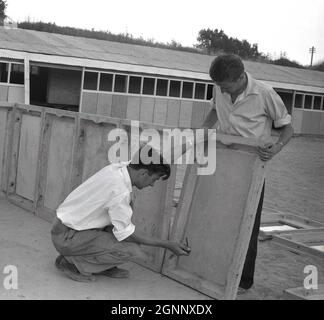 1960s, historical, constructing a pre-fab garage, Whitney, Oxford ...