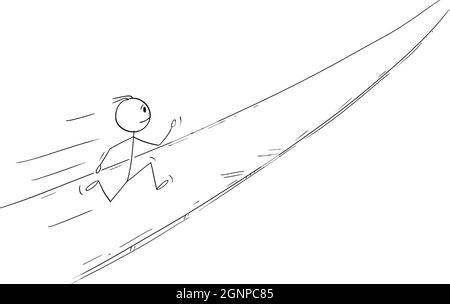 Person Running Uphill, Vector Cartoon Stick Figure Illustration Stock ...