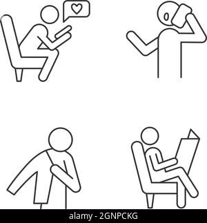 Everyday routine line icons set. Isolated vector element. Outline ...