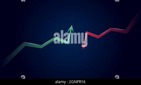 Bullish and bearish trend arrows opposite each other on white ...