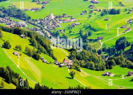 Elevated view of alpine landscape Dallenwil, Wolfenschiessen, Canton of ...