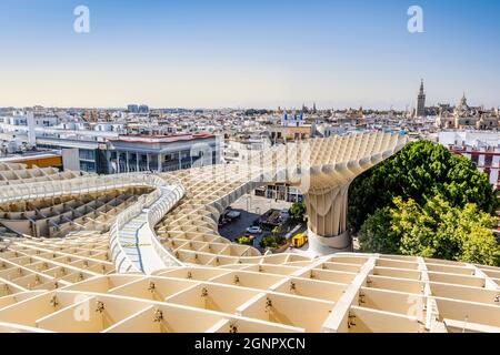 Setas de Sevilla - wooden roof with walkways on the top with an amazing ...