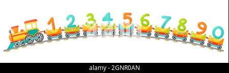 Train kids with numbers in cartoon style. Vector numbers for children ...