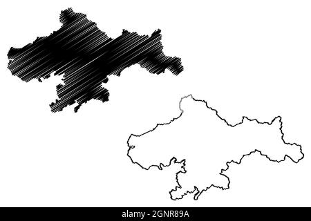 Jammu district (Jammu and Kashmir union territory, Republic of India) map vector illustration ...