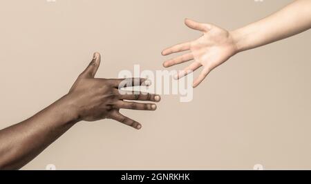 Helping hand, Rescue, multiathnic people. Helping hands, Rescue gesture ...
