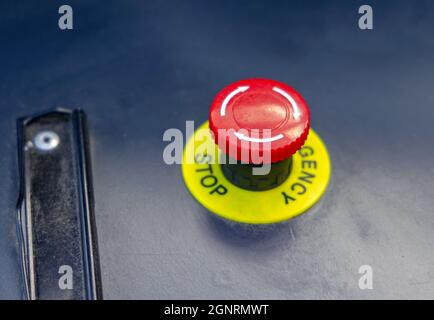 Big Red Emergency Stop Button at Construction Machine Stock Photo - Alamy