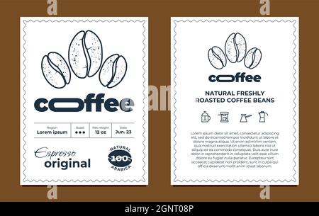 Coffee packaging banner. Vintage minimal label with arabica coffee ...