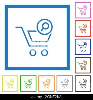 Find cart item outline icons on round glass buttons in multiple colors ...