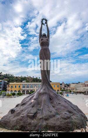 Zakynthos, Zakynthos Town, Solomos Square, Bronze Statue of Liberty ...