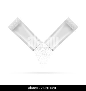 Sugar, instant coffee, chocolate bar blank white, plastic, foil sachet ...