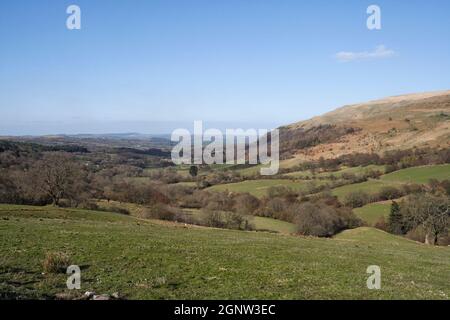Brecon Beacons moorland looking north, Wales UK, Welsh countryside ...