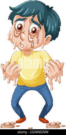Melted man cartoon character on white background illustration Stock ...