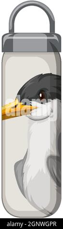 A white thermos bottle with bird animal pattern illustration Stock ...