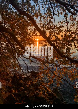 Beautiful lake light autumn color Stock Photo - Alamy