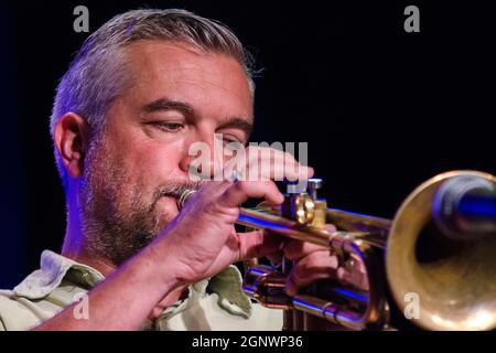 Marcus Wyatt, jazz trumpet player, performing at the Standard Bank Jazz ...
