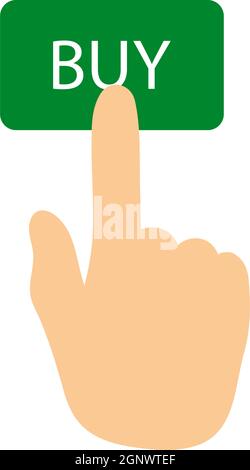 Finger Push The Buy Button Icon. Editable Bold Outline With Color Fill ...