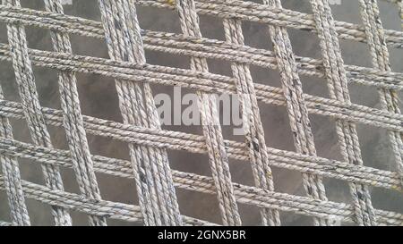 Closeup view of dried jute thread or ropes interwoven for making ...