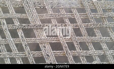 Closeup view of dried jute thread or ropes interwoven for making ...
