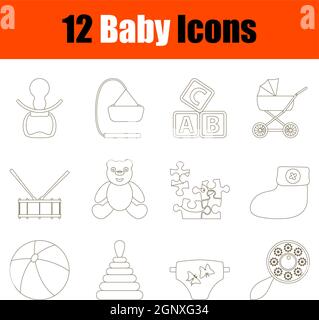 Baby Icon Set. Thin Editable Stroke Line Without Filling Design. Vector ...