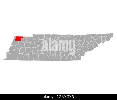 Map of Obion in Tennessee Stock Photo - Alamy