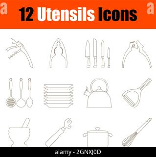 cooking utensils line icon, outline symbol, vector illustration ...
