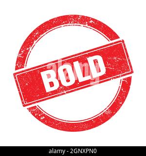 BOLD text on red grungy vintage rubber stamp Stock Photo - Alamy