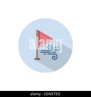 Wind direction and red flag. Flat icon. Isolated weather vector ...