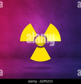 Radioactive symbol isolated on a purple studio background. 3D ...