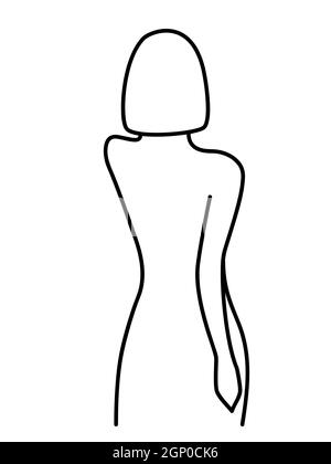 Abstract drawing with a female face, silhouette, elements of simple ...