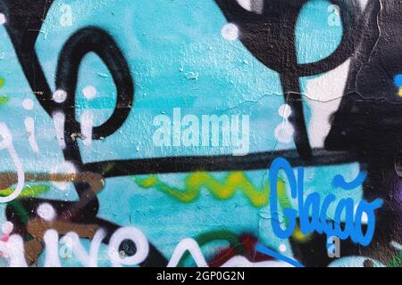 close up of colorful messy painted urban wall texture Stock Photo - Alamy
