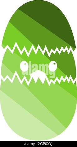 Easter Chicken In Egg Icon. Flat Color Ladder Design. Vector ...