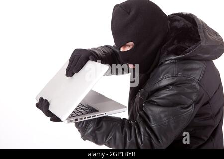 Computer Hacker, isolated over white background Stock Photo - Alamy