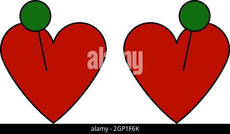 Two Valentines Heart With Pin Icon Stock Vector Image & Art - Alamy