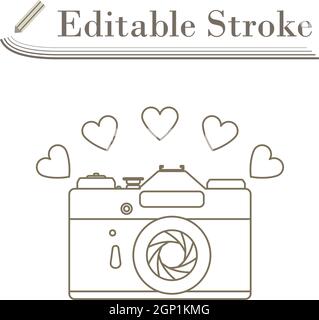 Camera With Hearts Icon. Editable Outline With Color Fill Design ...