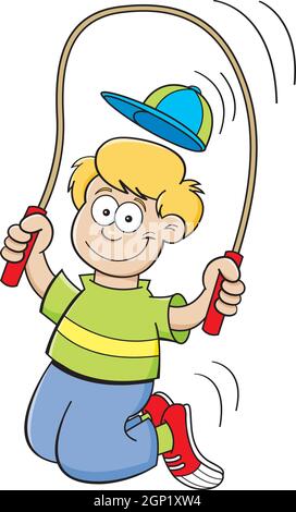 Cartoon boy jumping rope illustration Stock Vector Image & Art - Alamy