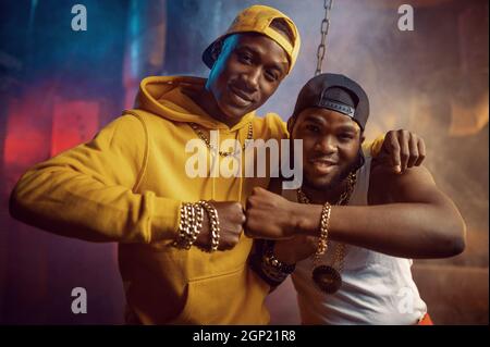 Two young rappers, breakdancing in studio Stock Photo - Alamy